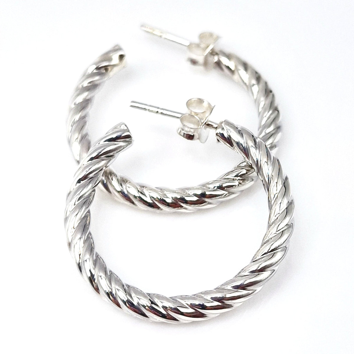 Twisted Rope Silver Hoops – Luna Mars Living